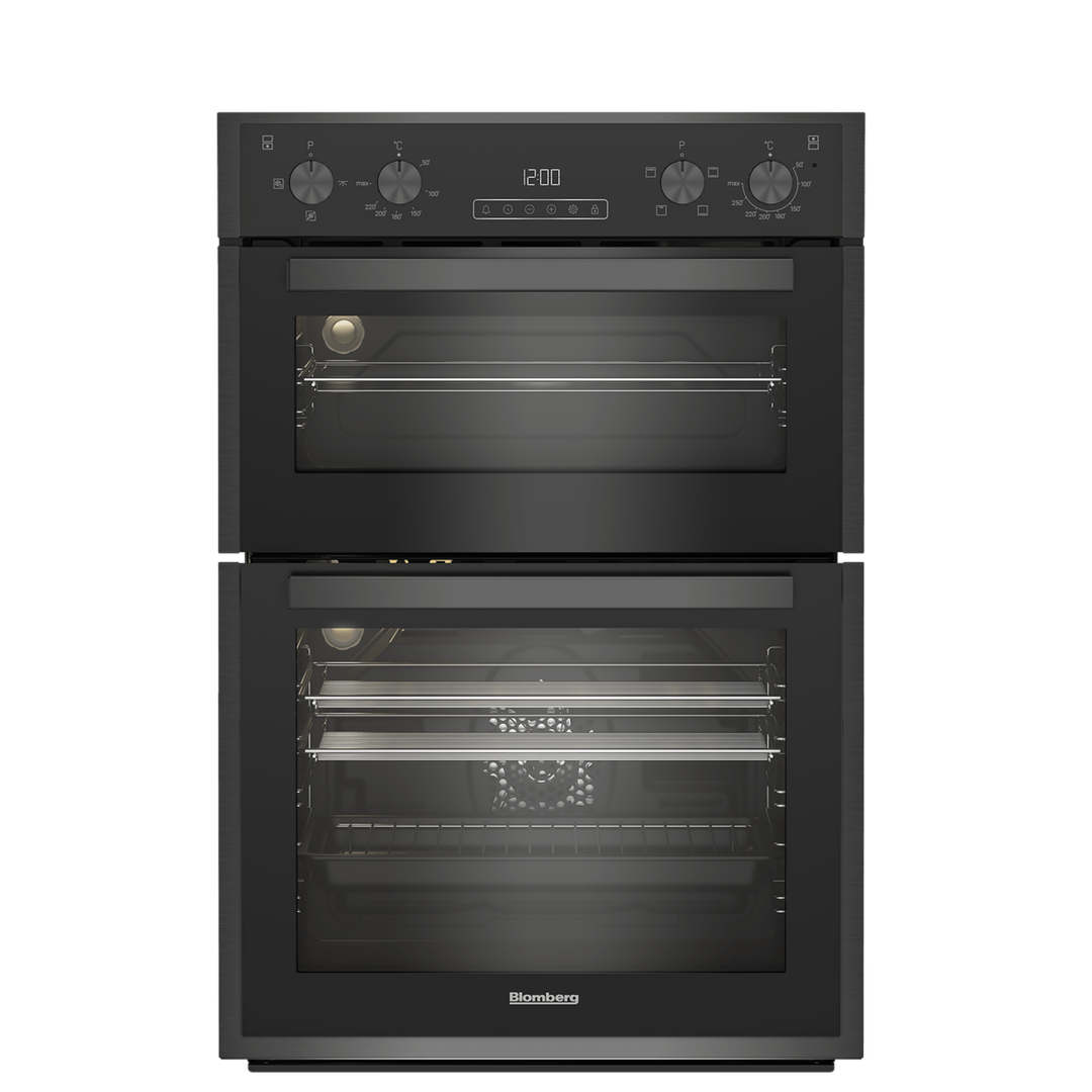 Blomberg 90cm Built-in Fan Double Oven Dark Steel | RODN9202DX